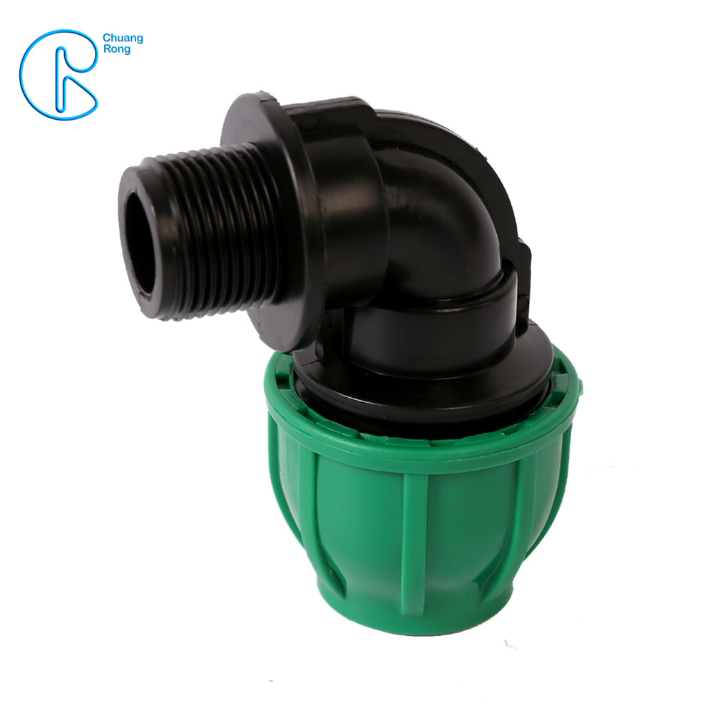 China Rotary PP Compression Flexible Male Elbow Plastic Tube Connectors ...